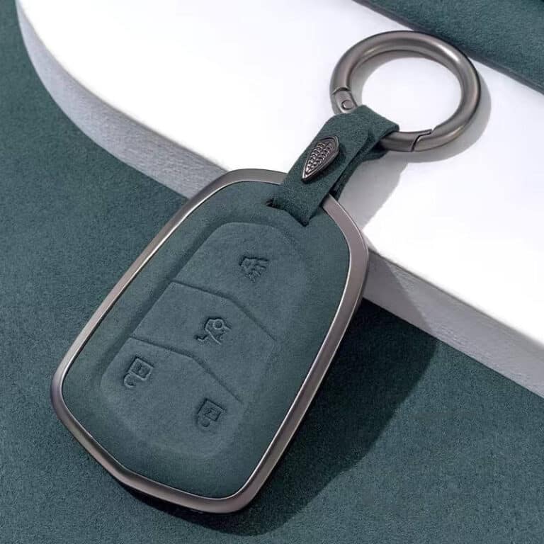 Leather Cadillac Logo Keychain - Cadillac Accessory