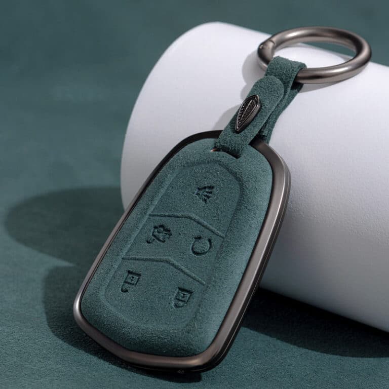 Leather Cadillac Logo Keychain - Cadillac Accessory